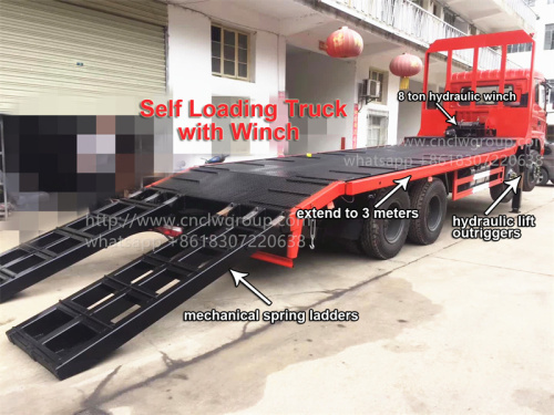 Excavator Carrier 12 wheeler self loading heavy duty flatbed truck ...