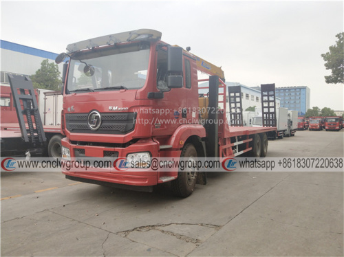 SHACMAN 10 wheeler self loader front lifting jack flatbed truck for ...