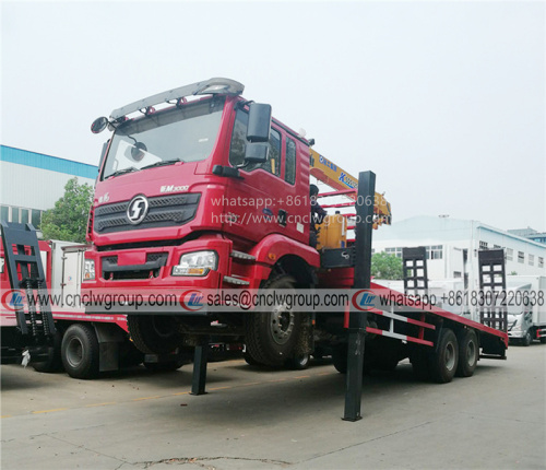 SHACMAN 10 wheeler self loader front lifting jack flatbed truck for ...