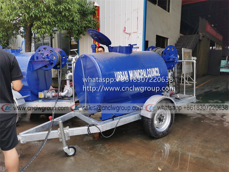1000L 1500L 2000L mini sewer cleaning water tanker trailer tow bar type ...