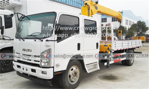ISUZU FRR/700P Double Cab 3 ton Boom Crane Truck Mounted 4T Hydraulic ...