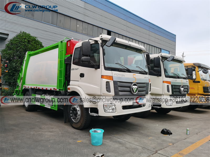 FOTON ETX 15m3 Garbage Compactor Truck with Swing Arm for 5cbm Garbage Box