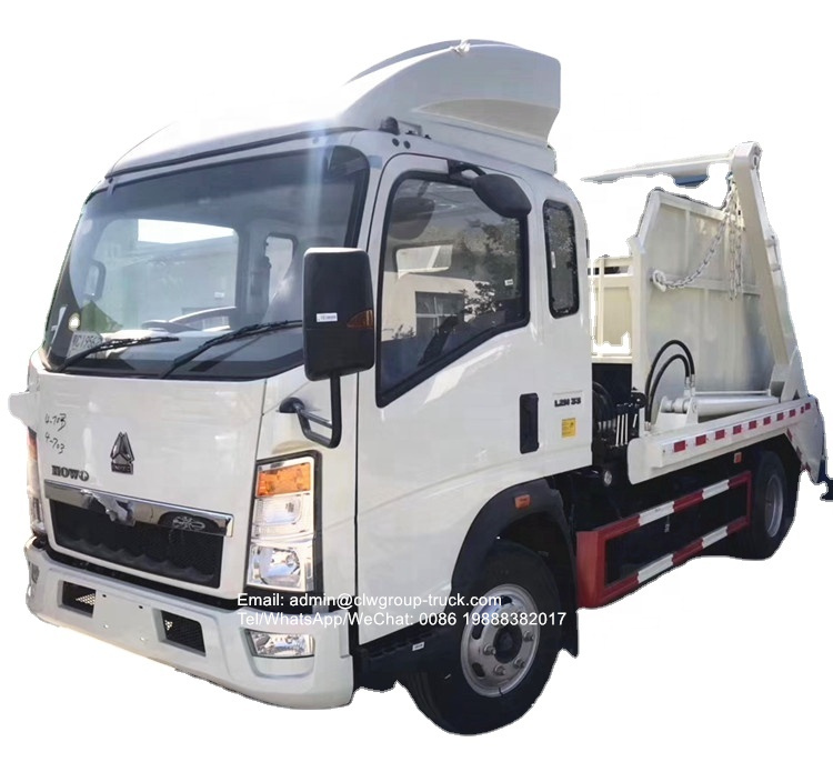 sinotruk howo 5m3 skip loader garbage truck swing arm garbage can truck ...