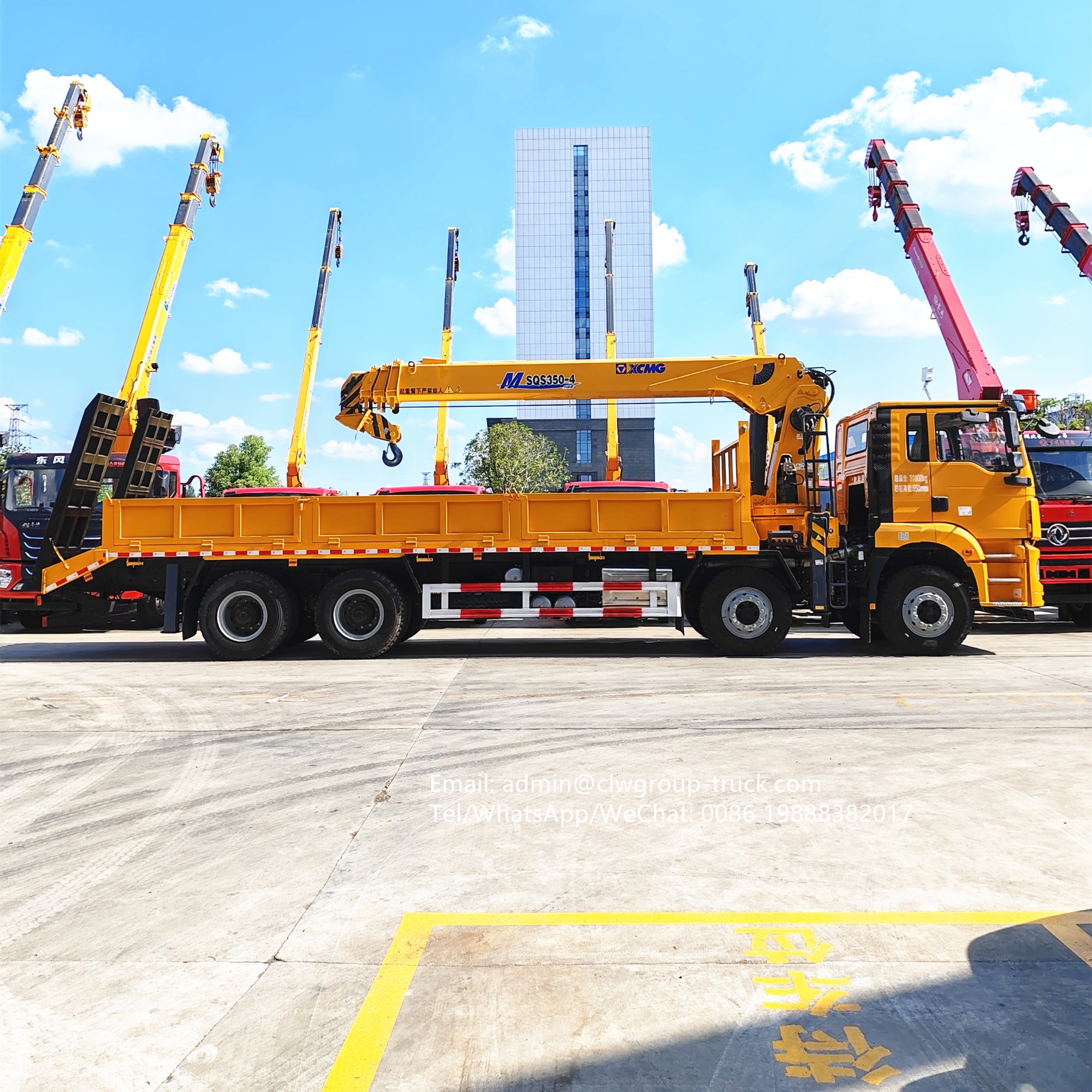 Shacman 8x4 12 wheeler telescopic boom 16tons flatbed self loading low ...