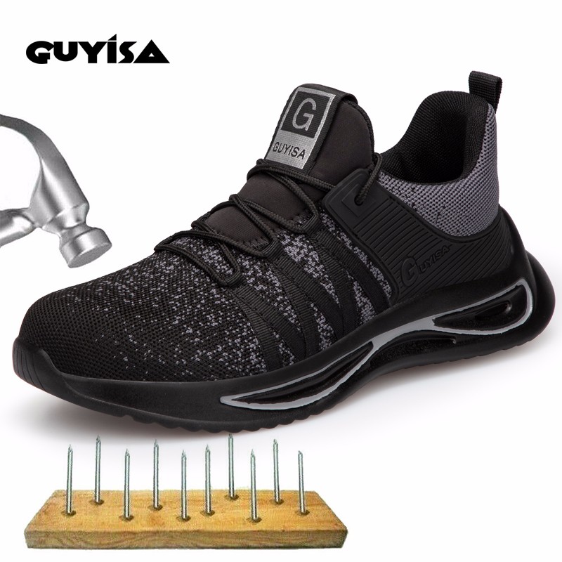 GUYISA Flying woven upper safety shoes breathable lightweight work ...