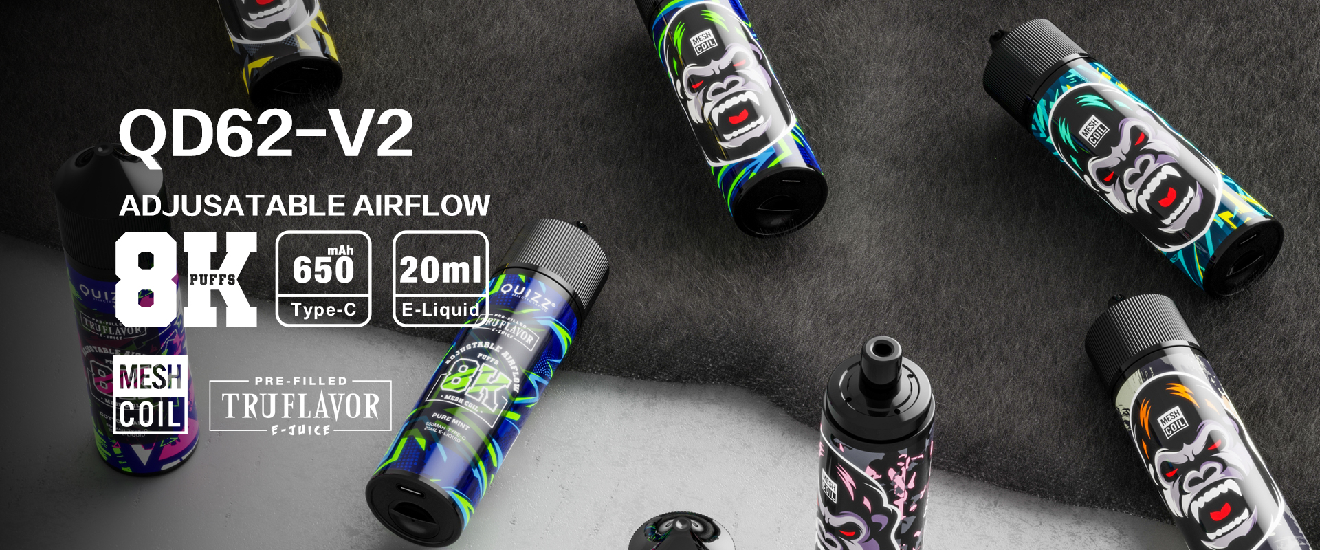 disposable vape quizz brand China vape bar with 2000 puffs 1500 puffs