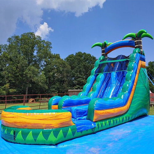 Tropical Emerald Rush Double Lanes Water Slide 18ft commercial water ...
