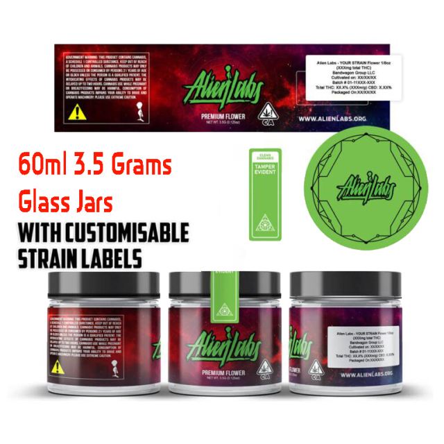 Empty 60ml 3.5 Grams Alienlabs Premium Flower Glass jars Connected ...