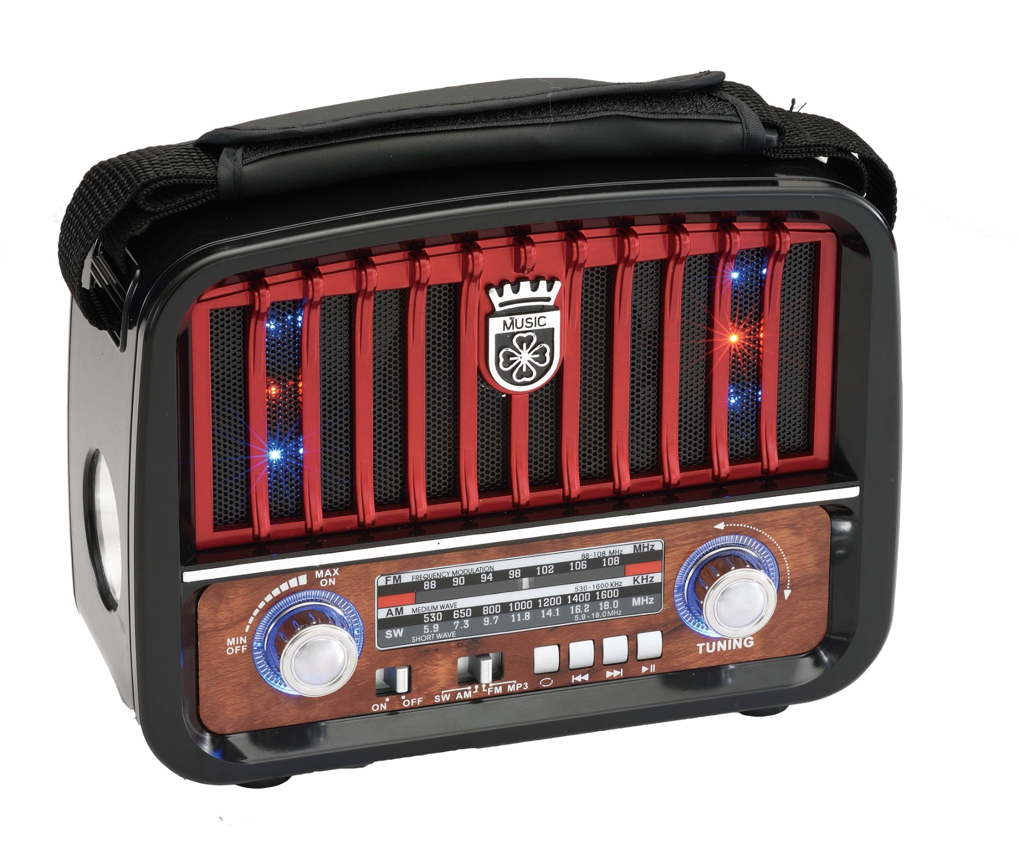Multi-band radio R-1009 with torch light,USB Radio