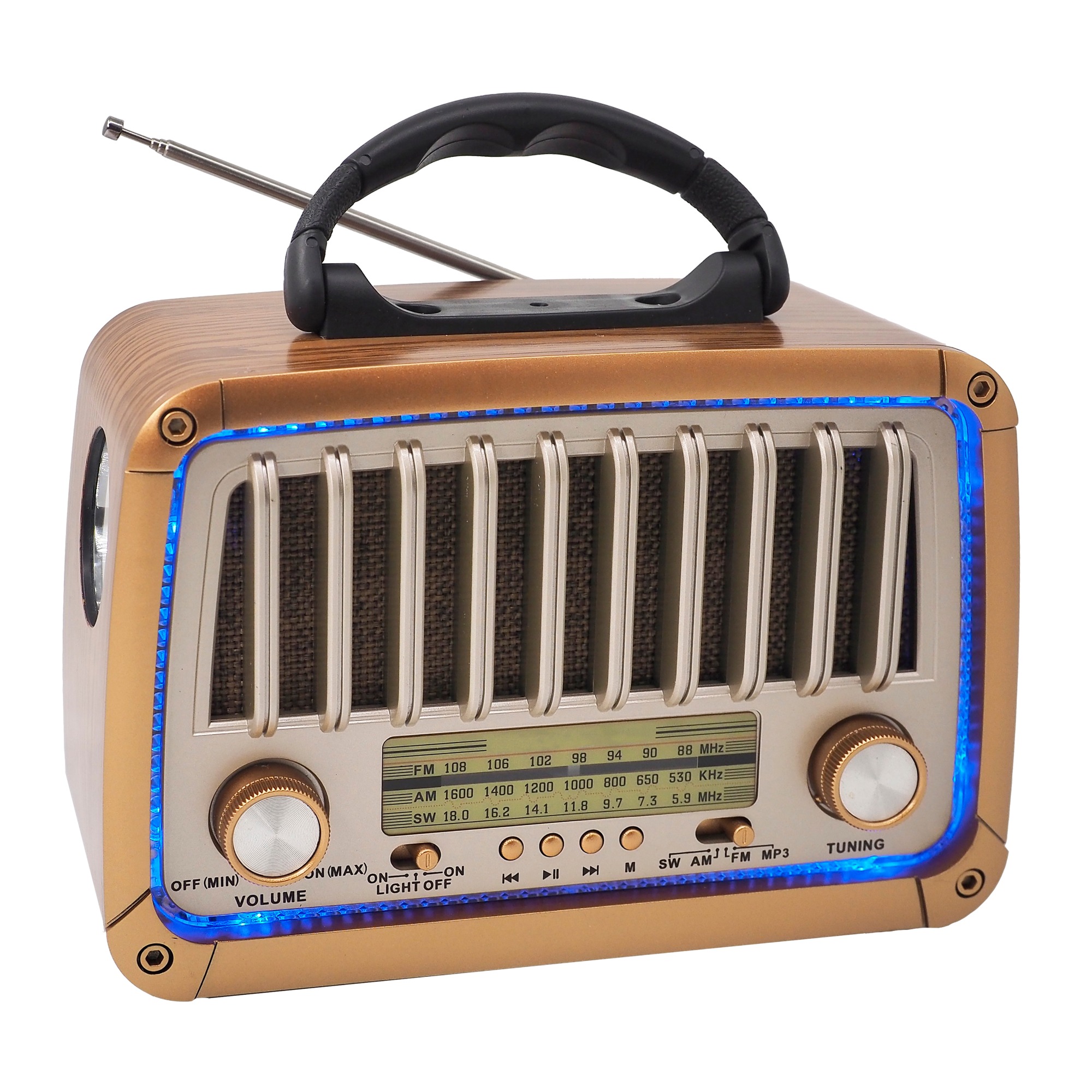 Multi-band radio R-1327 with torch light,USB Radio