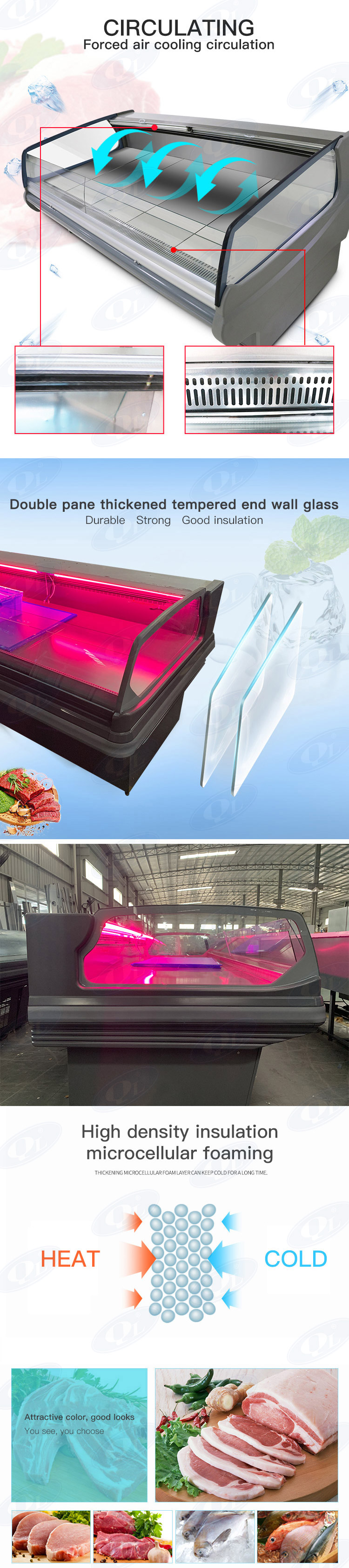 red meat display refrigerated case