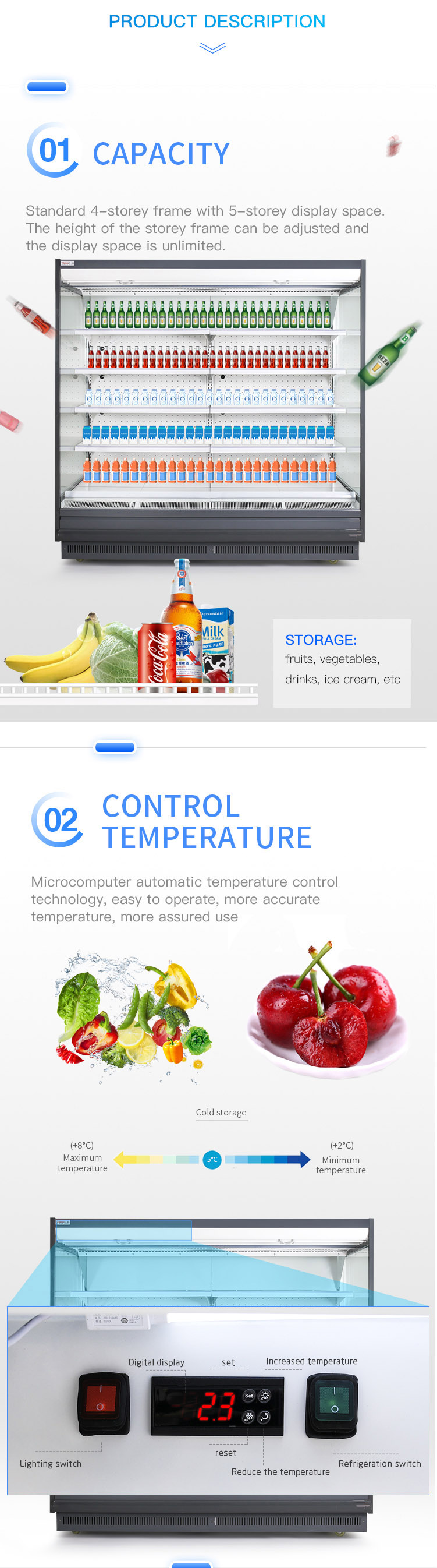 open display refrigerator,open air cooler display,open display cooler