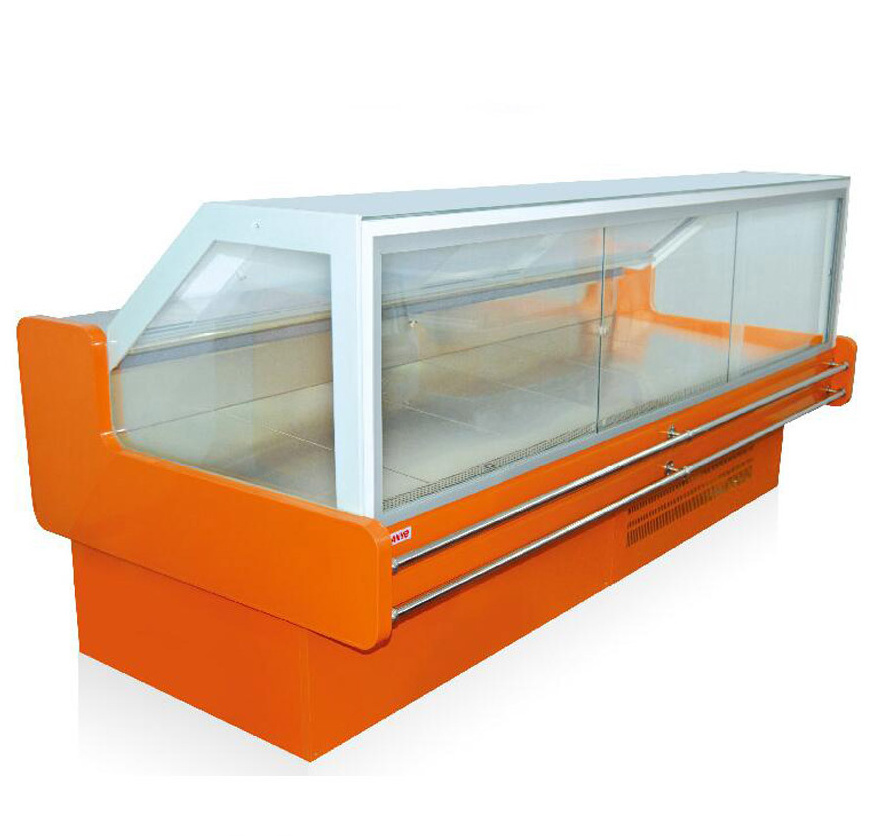 Supermarket Deli Display Fridge Curved Glass Meat Display Chiller ...