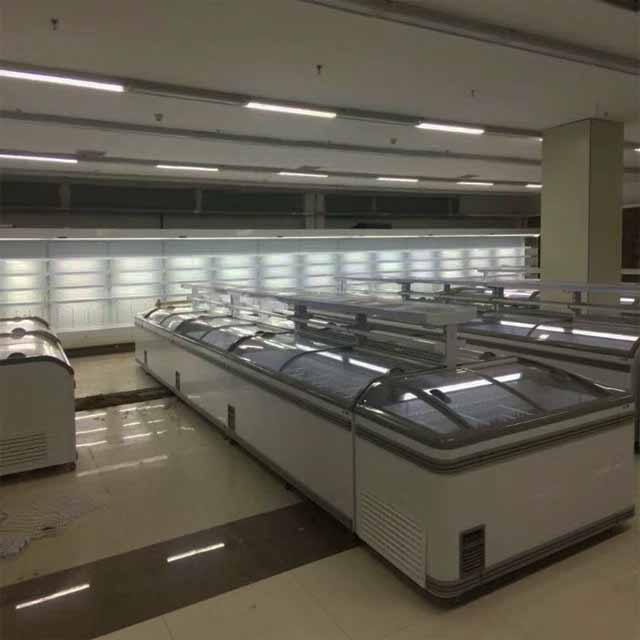 supermarket island freezer sliding glass curved lid chest combined ...
