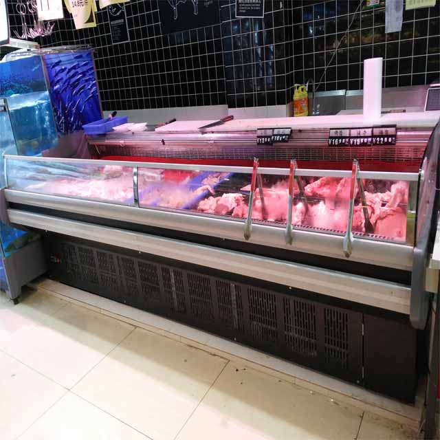 supermarket top open counter chiller fresh meat display fridge showcase ...