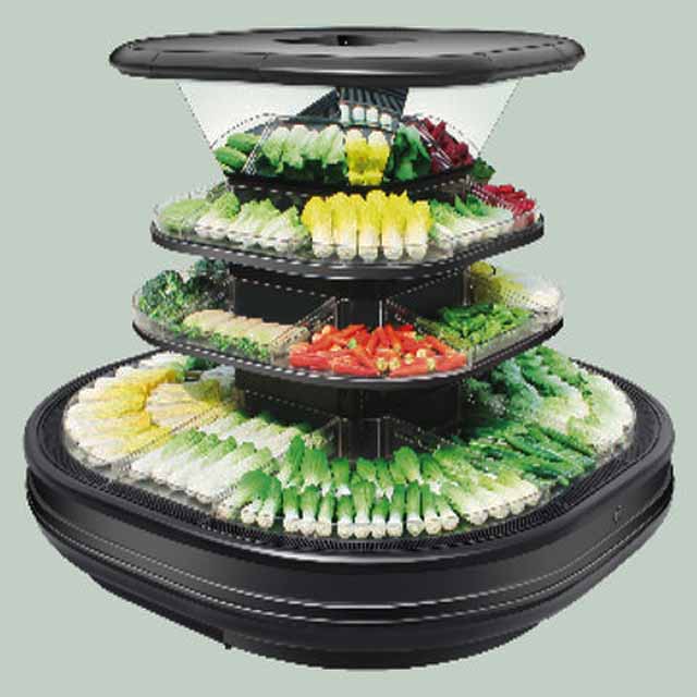 commercial round island open chiller fruit display cooler supermarket ...
