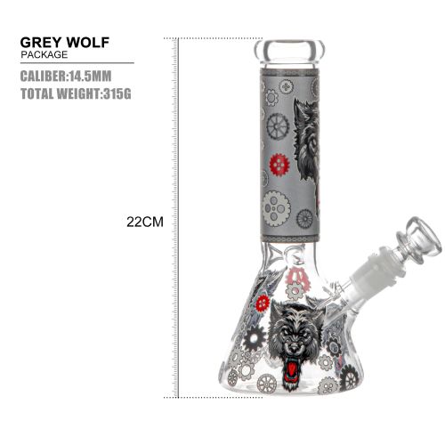 grey wolf 8.7 inches glass smoking bong,Beaker Glass Bong