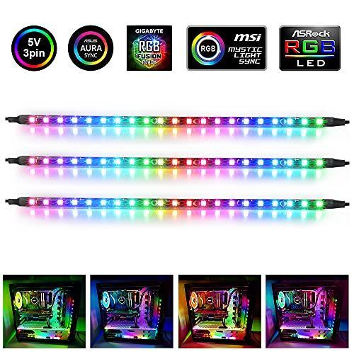 Addressable RGB PC LED Strip Lights with 5V 3Pin RGB Header, 3PCS 63LEDS,