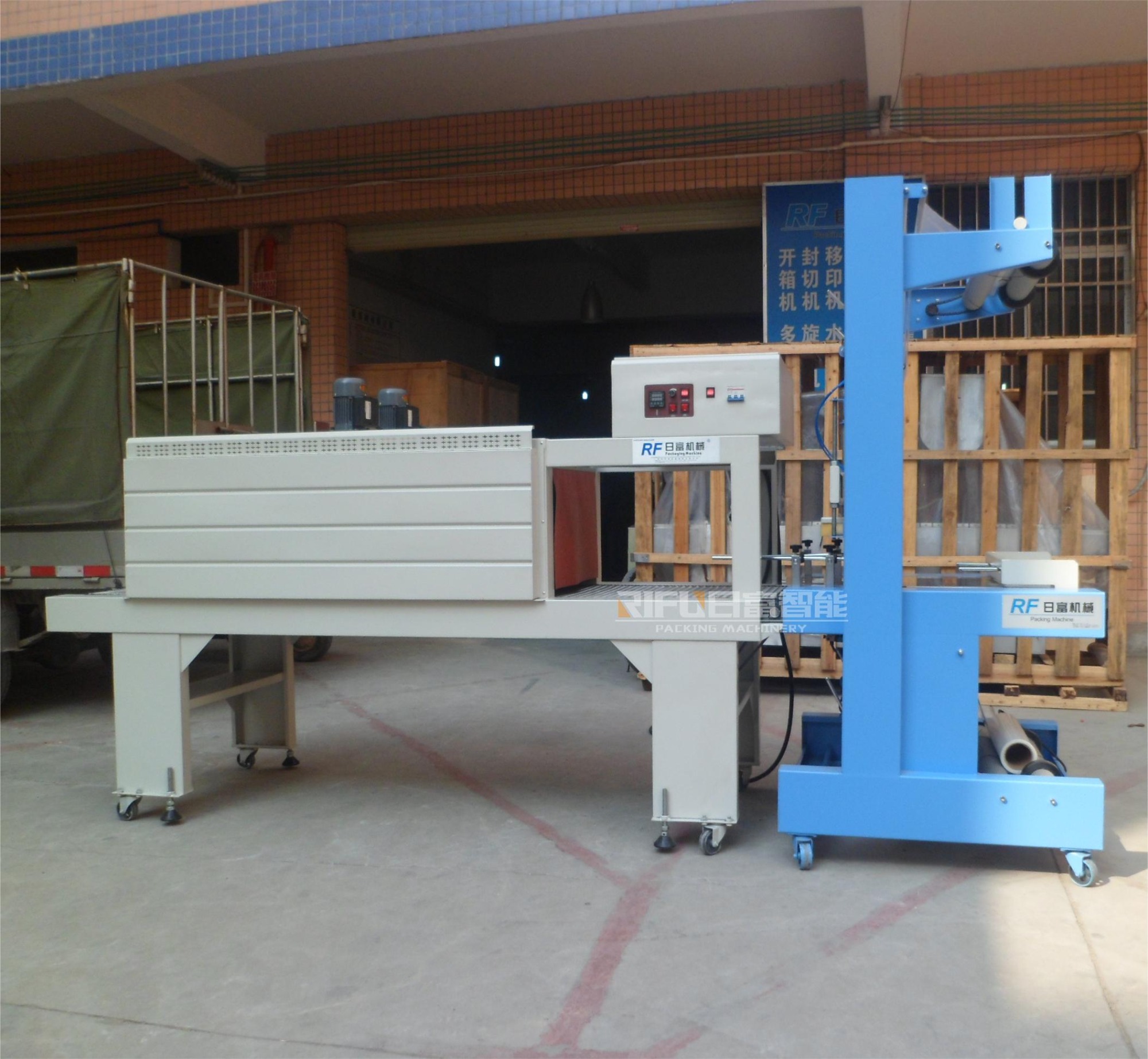 semi automatic film wrapping machine sleeve sealing cutting shrinking pe pof pvc