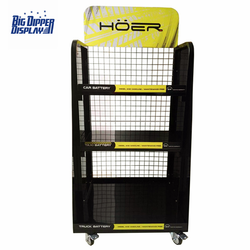 BDD-BA26 heavy duty metal shelf for Repair shops car battery display rack