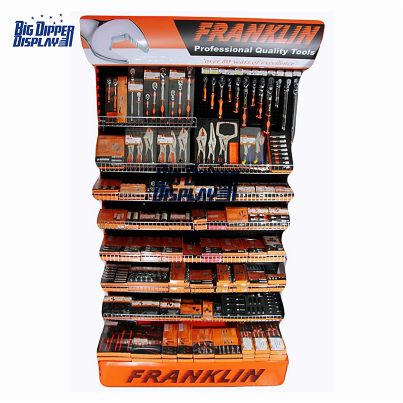 PB67 floor-standing hardware product display racks metal pegboard tools ...