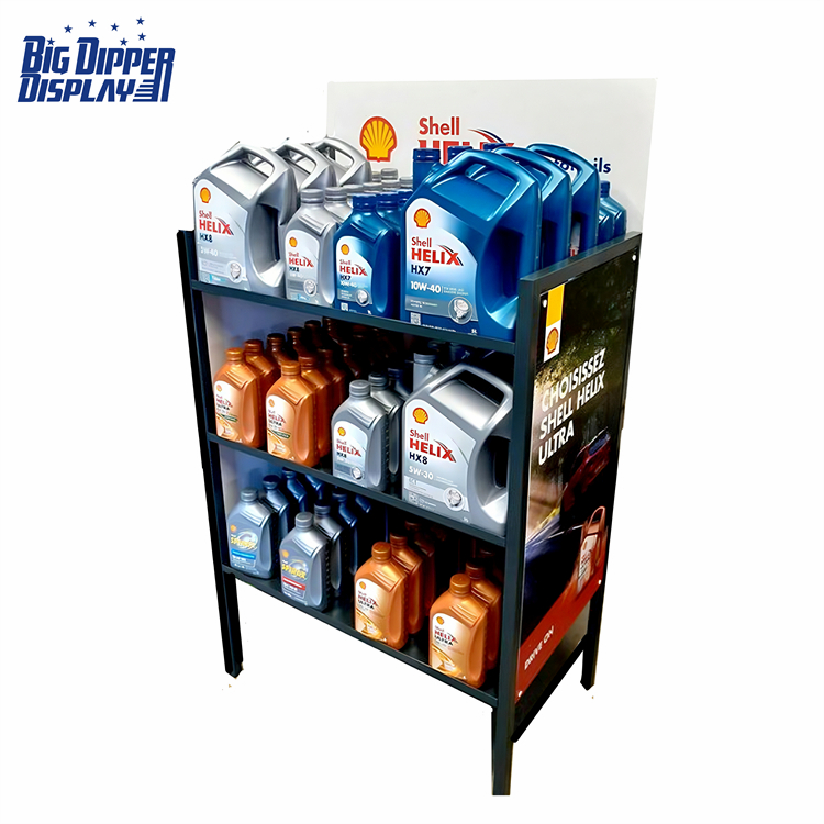 OL21 Customized motor oil display rack gas station metalcar lubricant ...