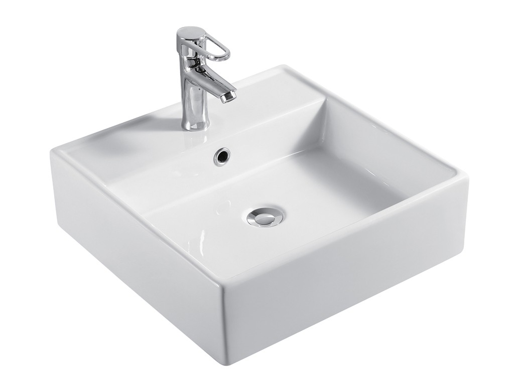410 x 410mm Gloss White 1TH Rectangular Counter Top Basin,---Countertop ...