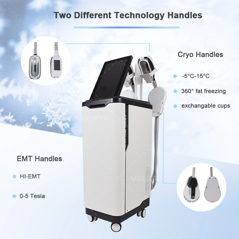 2 In 1 4 Handle 5 Tesla Cryo Body Sculpting Machine Cryolipolysis Fat ...