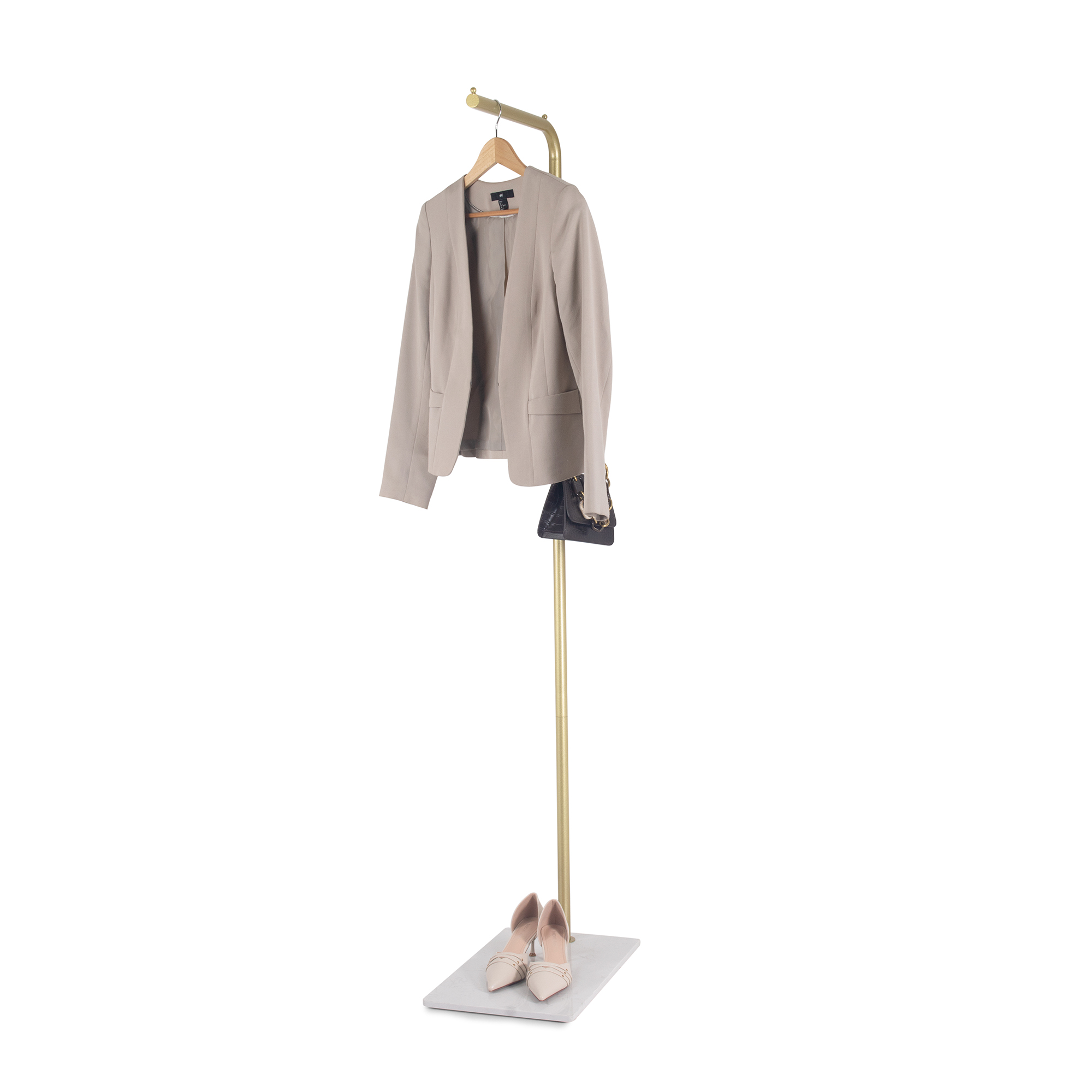 Free Standing Metal Coat Rack with Faux Marble Base,Garment Racks