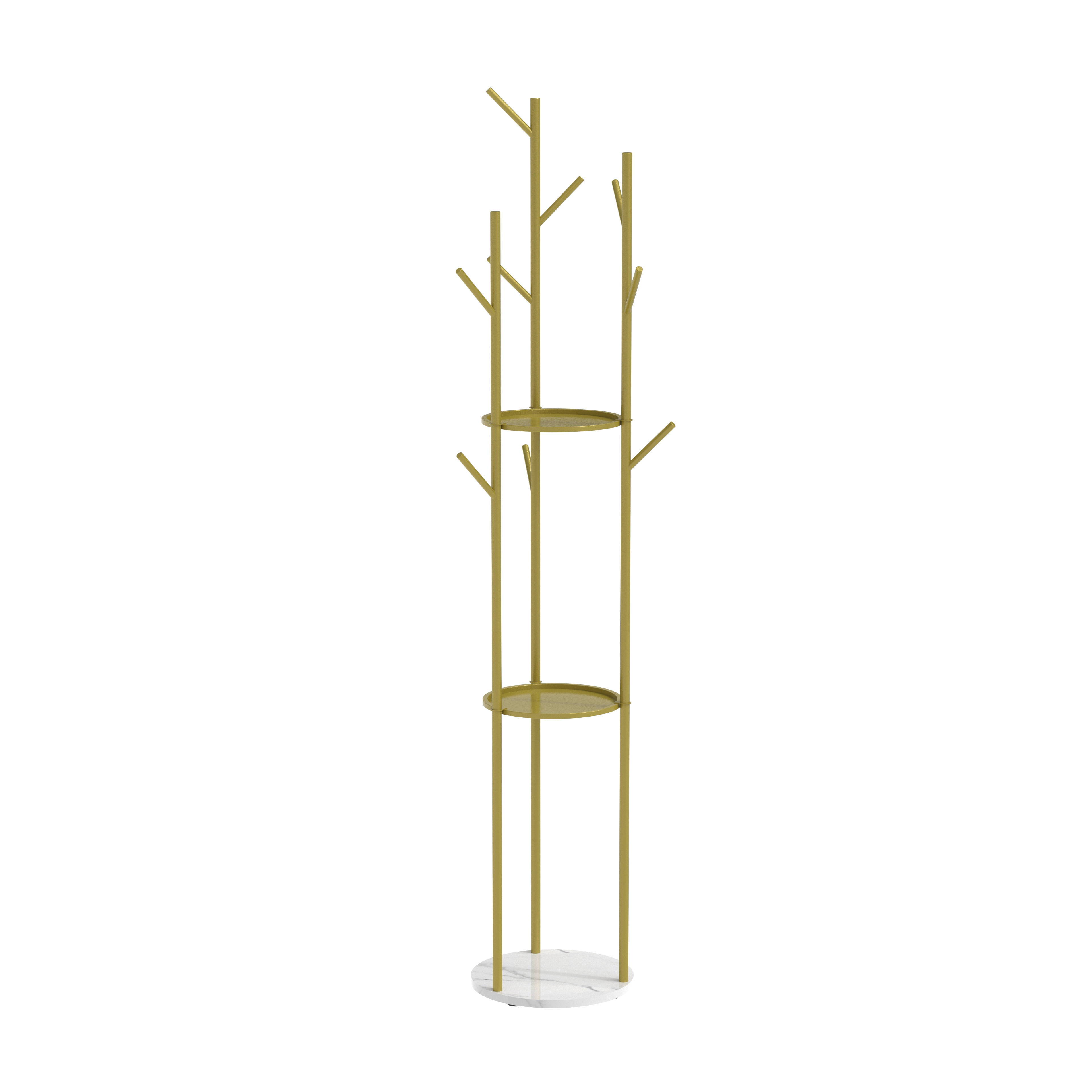 Free Standing Metal Coat Rack with Faux Marble Base and 3 Storage ...