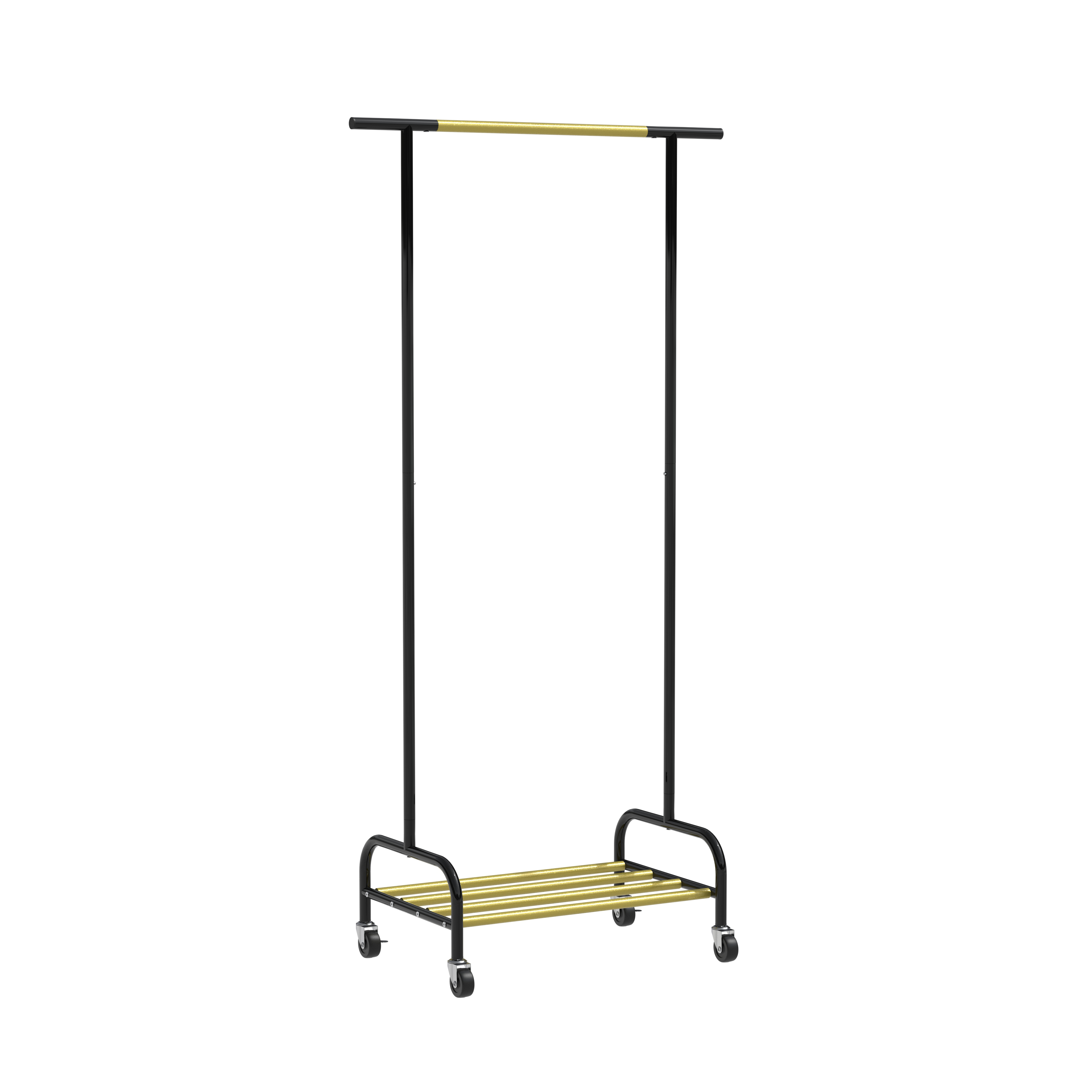 Metal Single Garment Rack with Shelf and wheels,Garment Racks