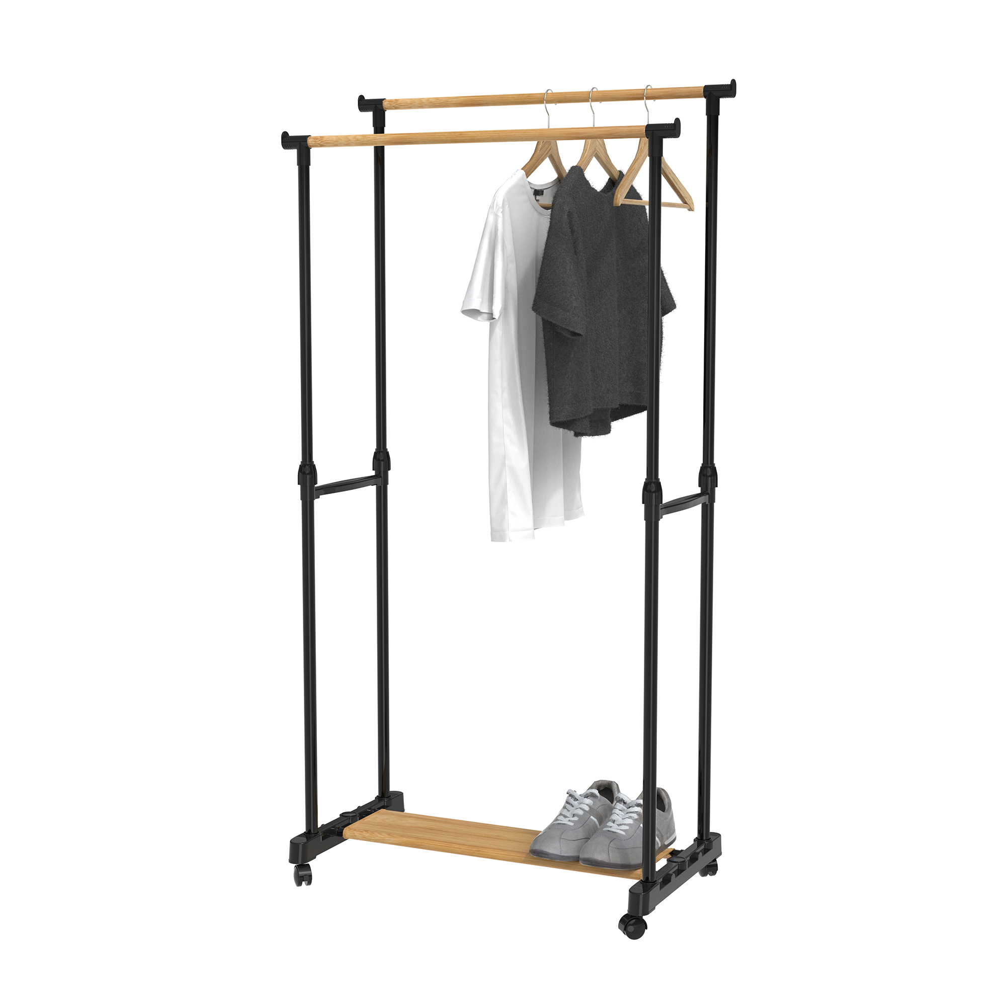 Adjustable Double Rail Garment Rack with Wheels,Garment Racks