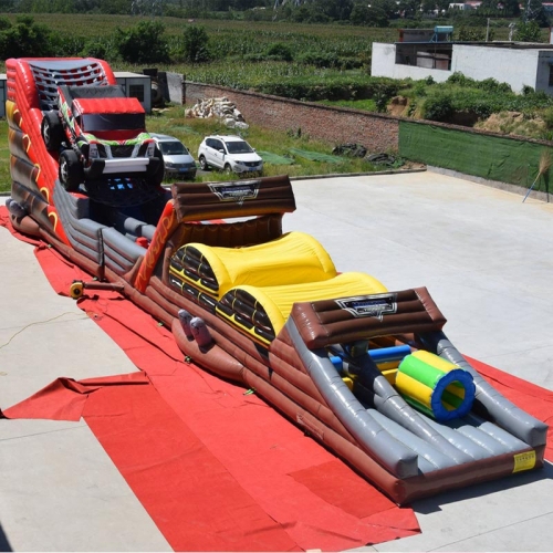 giant inflatable 3D monster truck theme obstacle course for sale