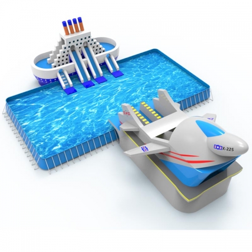 Giant 3D Ship Plane Inflatable pool water park for sale China factory ...