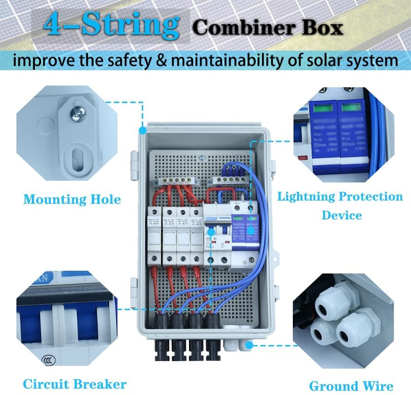 JKPV/4-1 DC 1000V PV PHOTOVOLTAIC COMBINER BOX 4 STRING OFF-GRID SOLAR ...