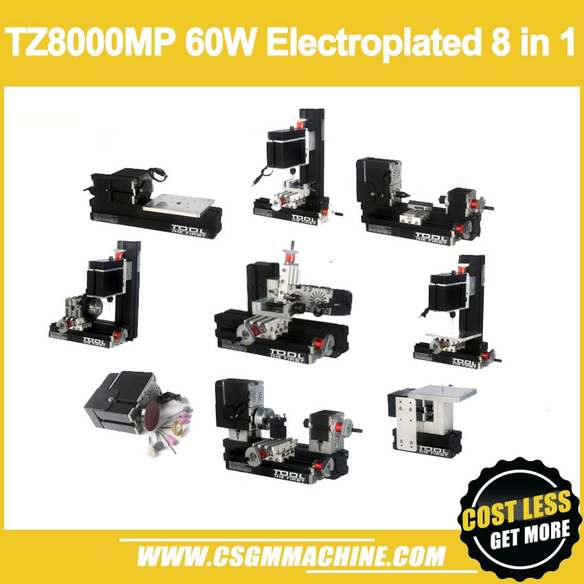 TZ8000MP 60W Electroplated Metal 8 in 1 Mini lathe/60W,12000rpm Mini ...