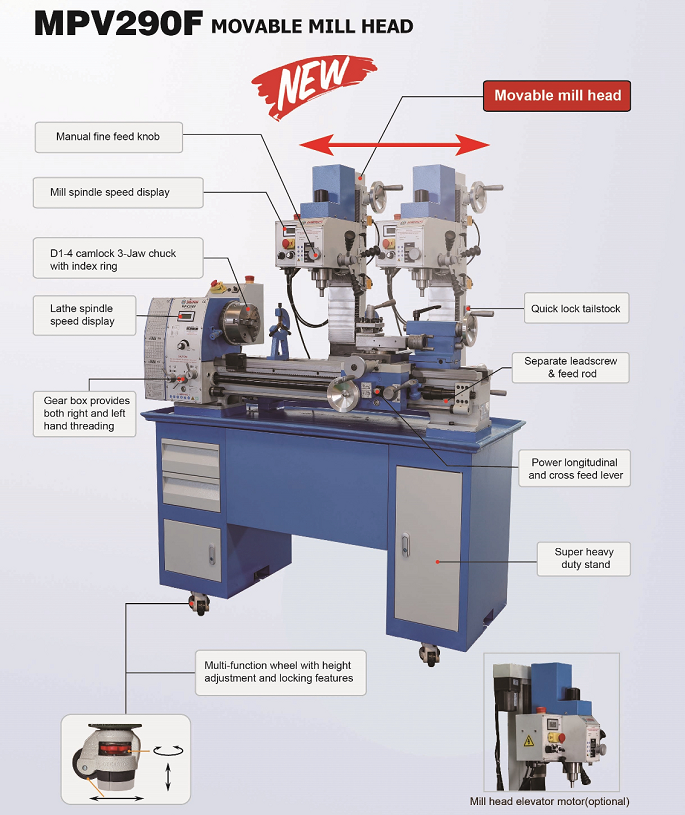 NUMOBAMS MPV290F Multi Function Metal Lathe Machine