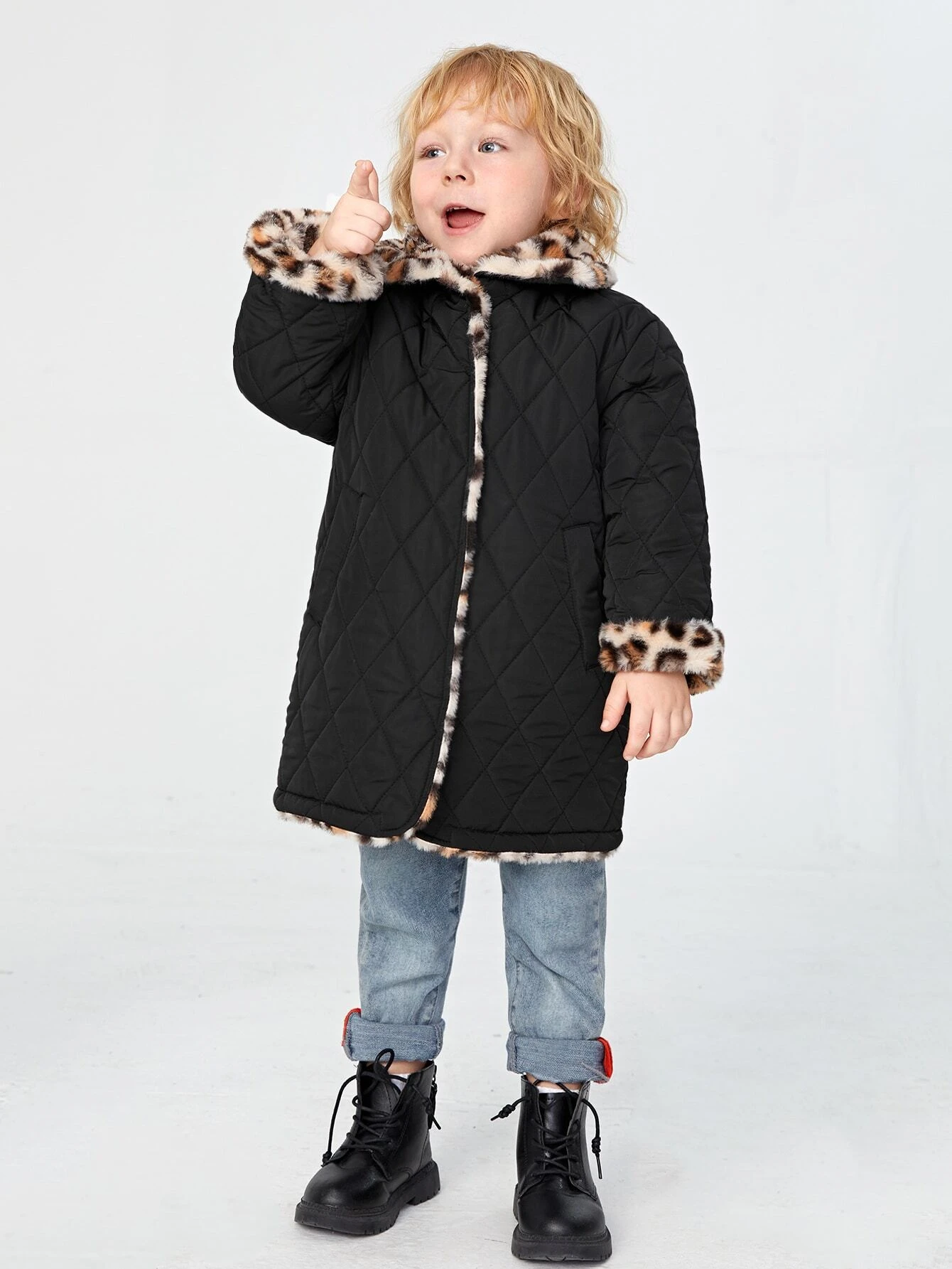 Leopard Print , quilted coat
