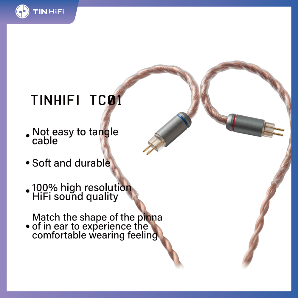 TINHiFi TC01 USB Type-C Single Crystal Copper IEM Cable
