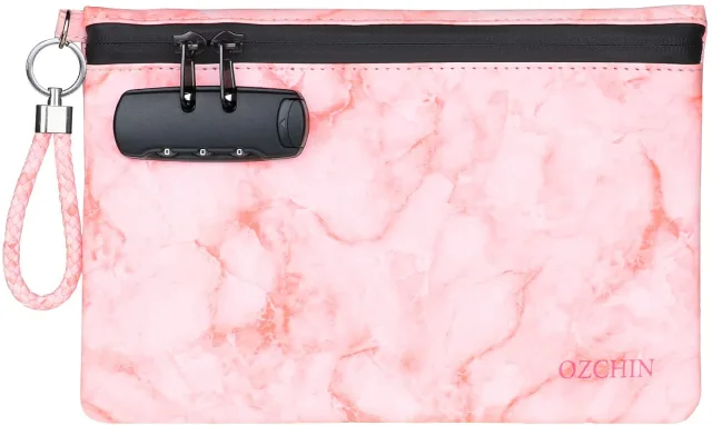 OZCHIN Smell Proof Bag with Combination Lock PU Leather Smell Proof ...