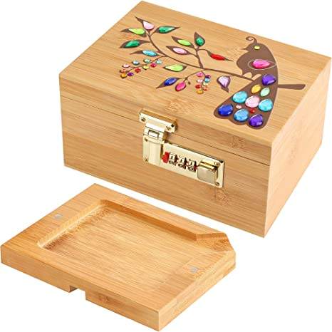Bamboo Box with Combination Lock Decorative box for Home Locking ...