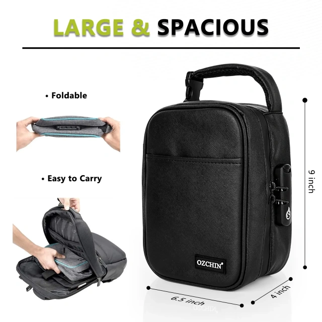 OZCHIN Locking Smell Proof Bag Kits with Grinder & Jar Activated Carbon ...