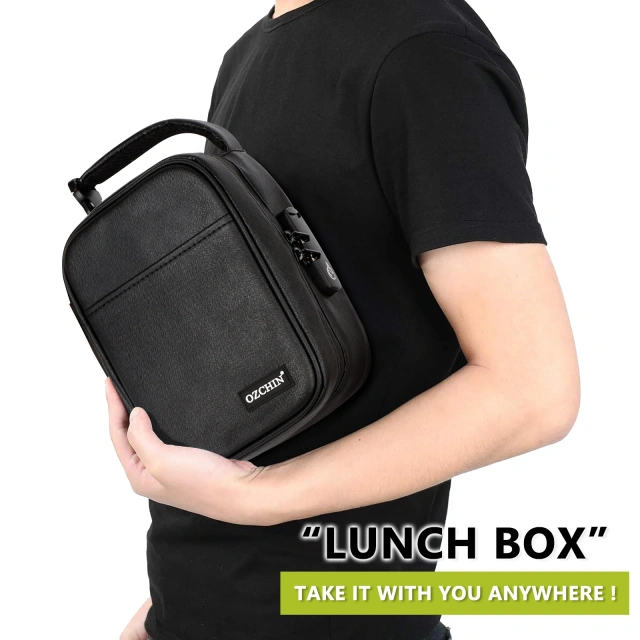 OZCHIN Locking Smell Proof Bag Kits with Grinder & Jar Activated Carbon ...
