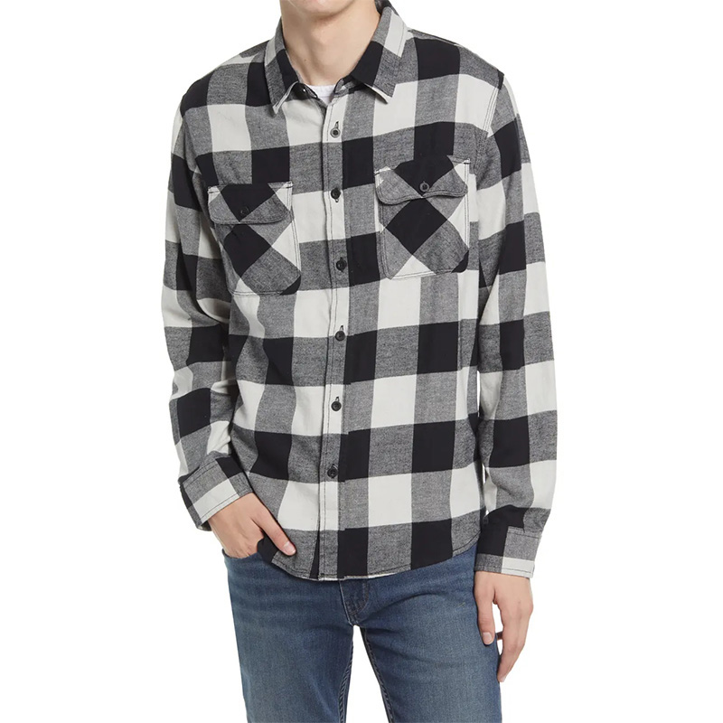 Mens plaid flannel button-up shirt