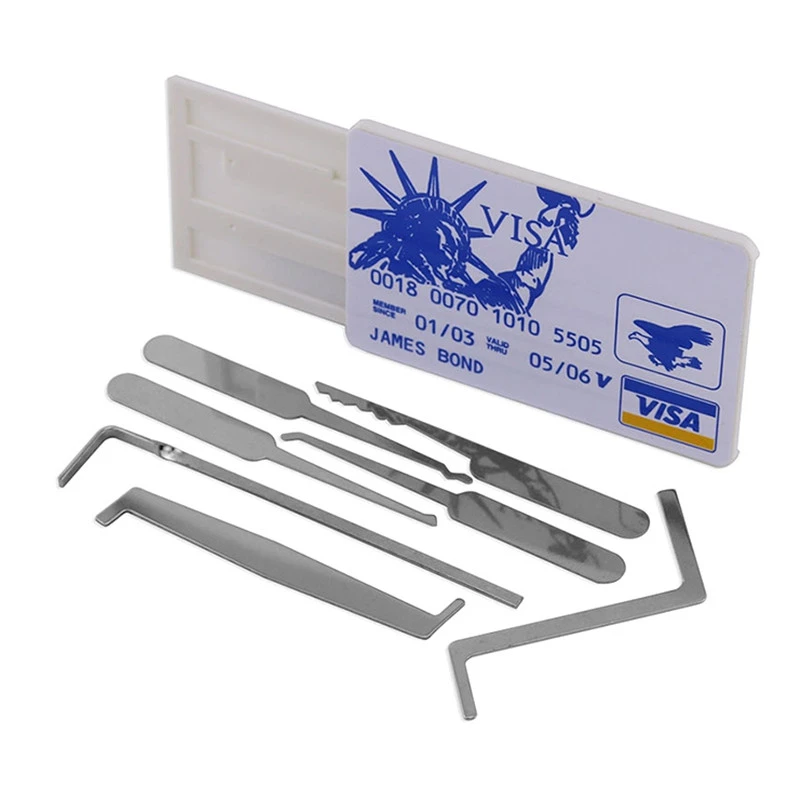Credit Card Lock Pick Set 8pcs Portable Lock Pick Tool Kit for Locksmith