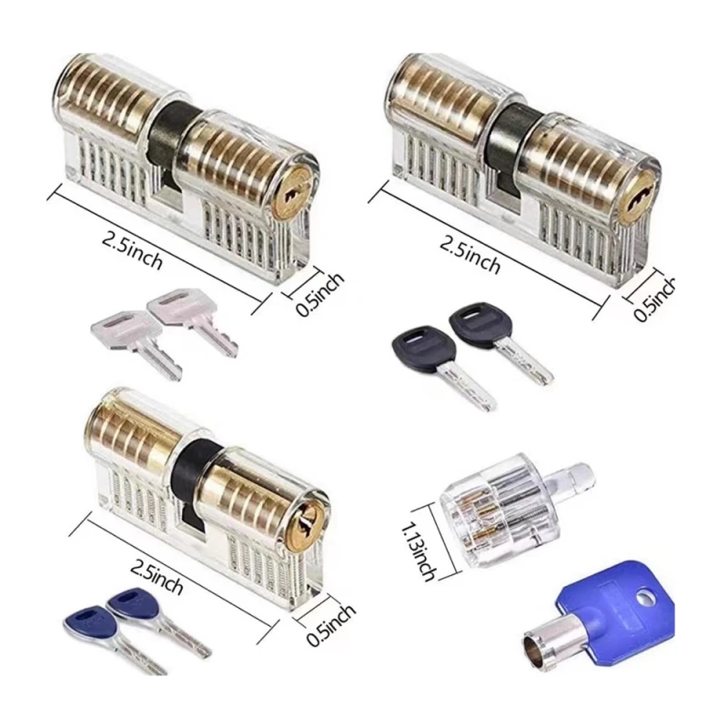 9-Piece Practice Padlock Set Transparent Lock Visible Cutaway Keyed ...