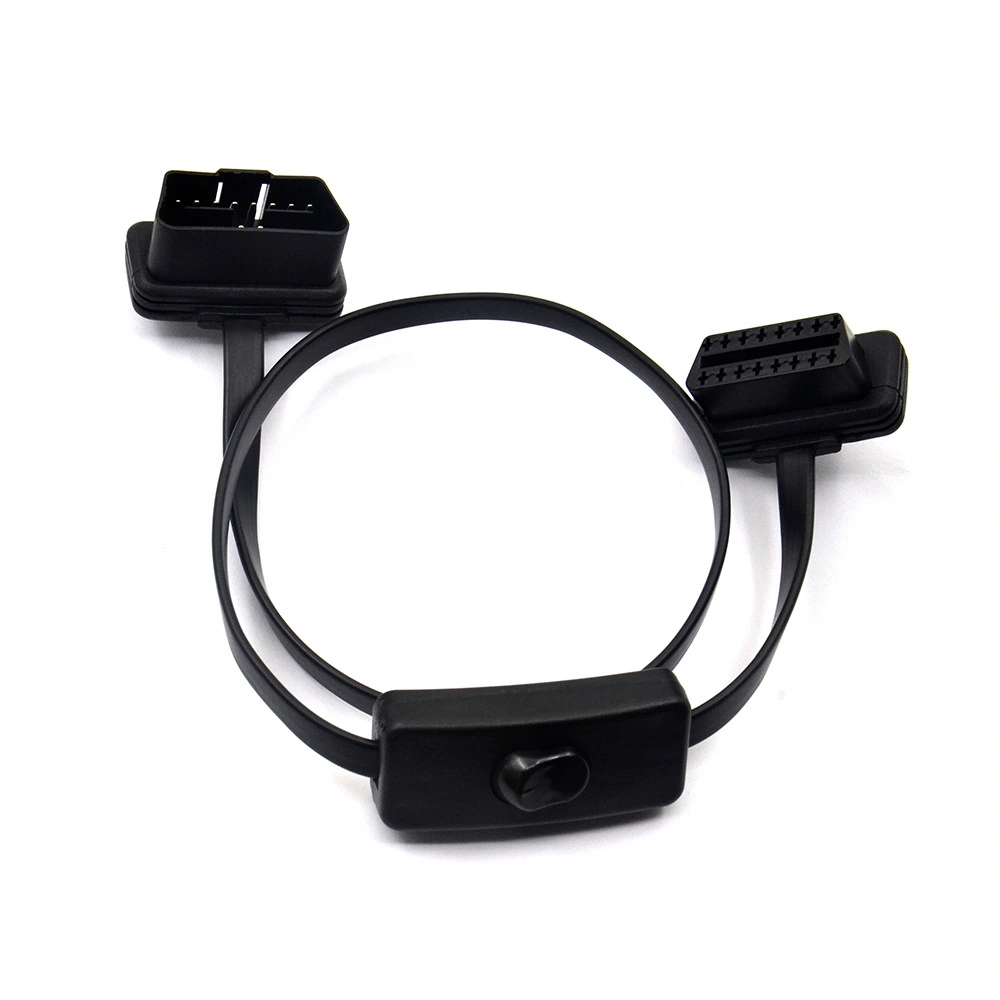 OBDII 16Pin Male to Female Cable obd2 extension cable with power switch