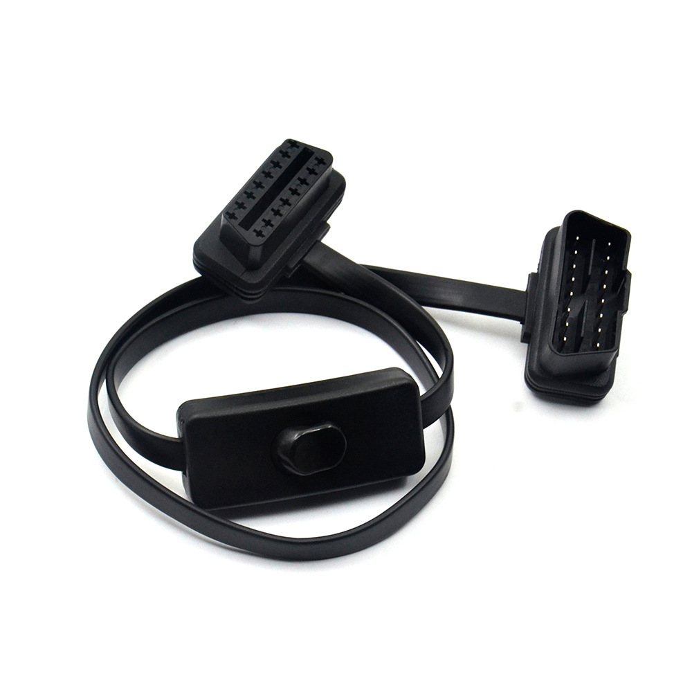 OBDII 16Pin Male to Female Cable obd2 extension cable with power switch
