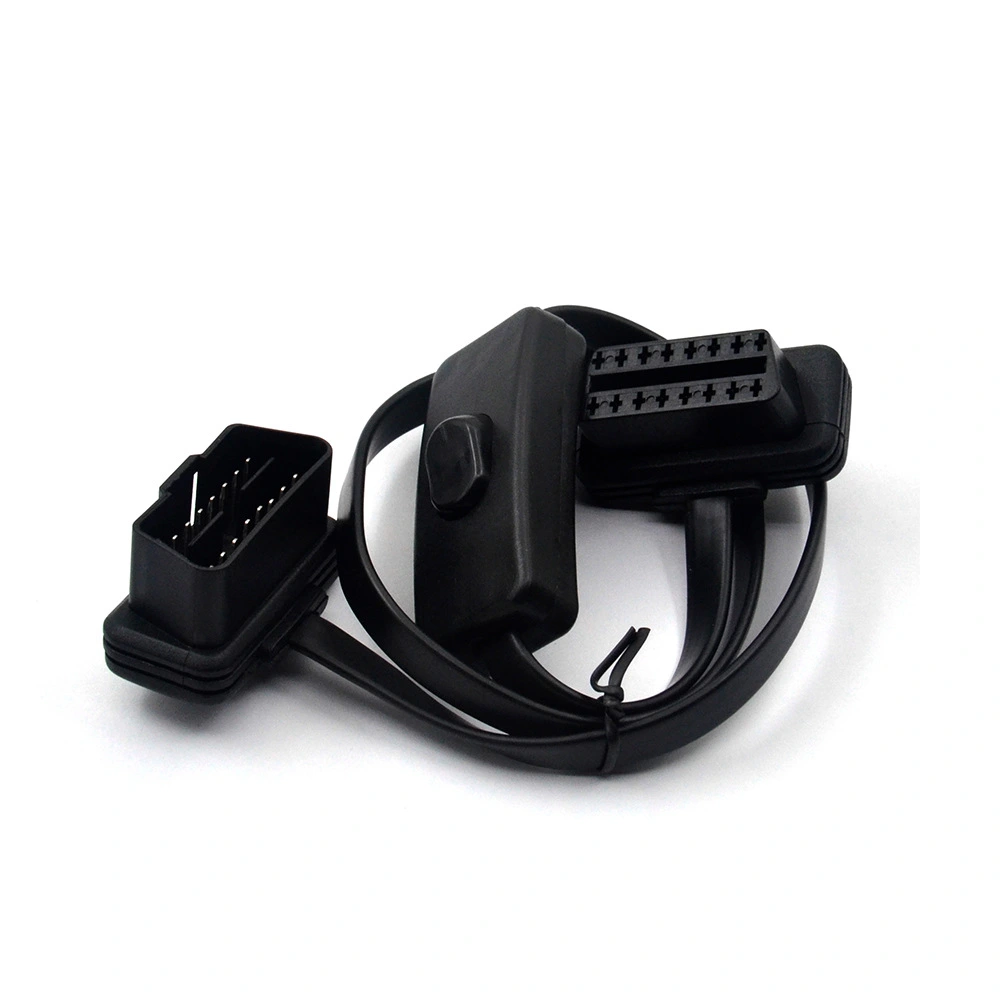 OBDII 16Pin Male to Female Cable obd2 extension cable with power switch