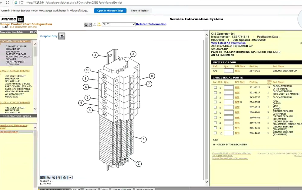 CAT SIS Software Caterpillar SIS Service Information System